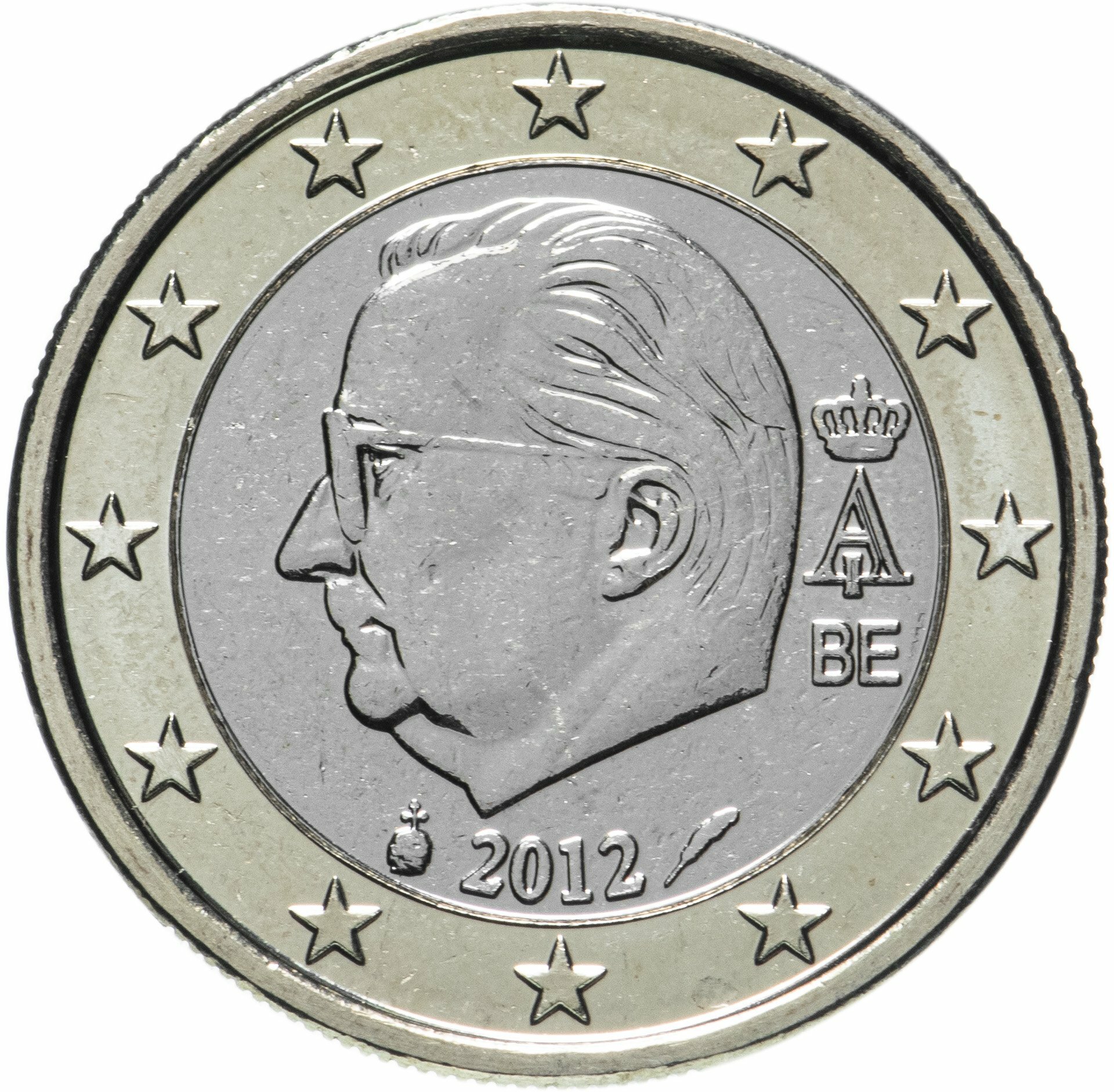 Бельгия 1 евро 2012, Биметалл, в сохранности UNC