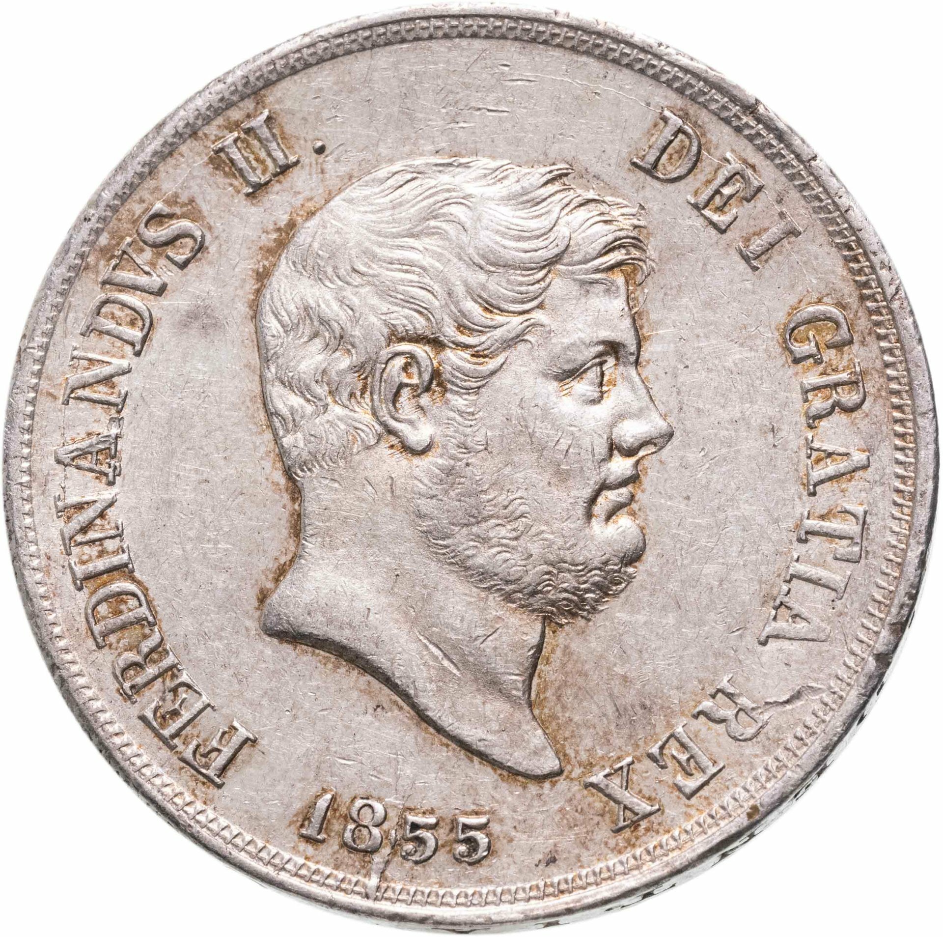 Италия Две Сицилии 120 грано 1855, Серебро 833, в сохранности XF