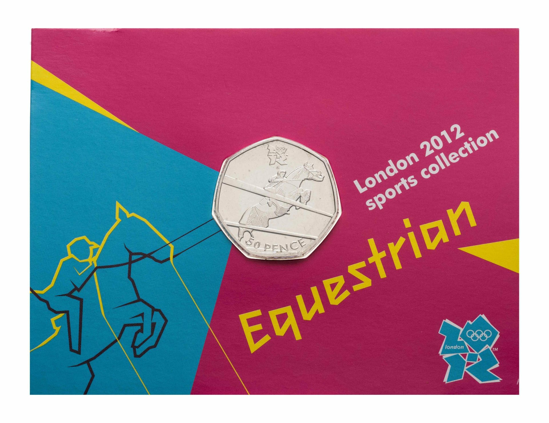 Великобритания 50 пенсов pence 2011 "XXX летние Олимпийские Игры, Лондон 2012 - Конный спорт", Мельхиор медь-никель, в сохранности UNC