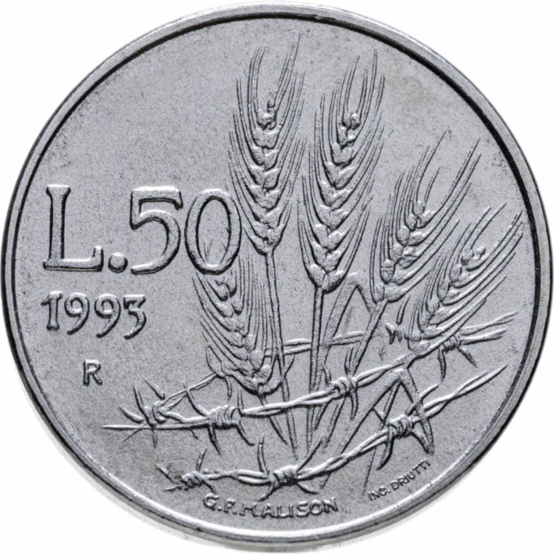 Сан-Марино 50 лир lire 1993, Сталь, в сохранности UNC
