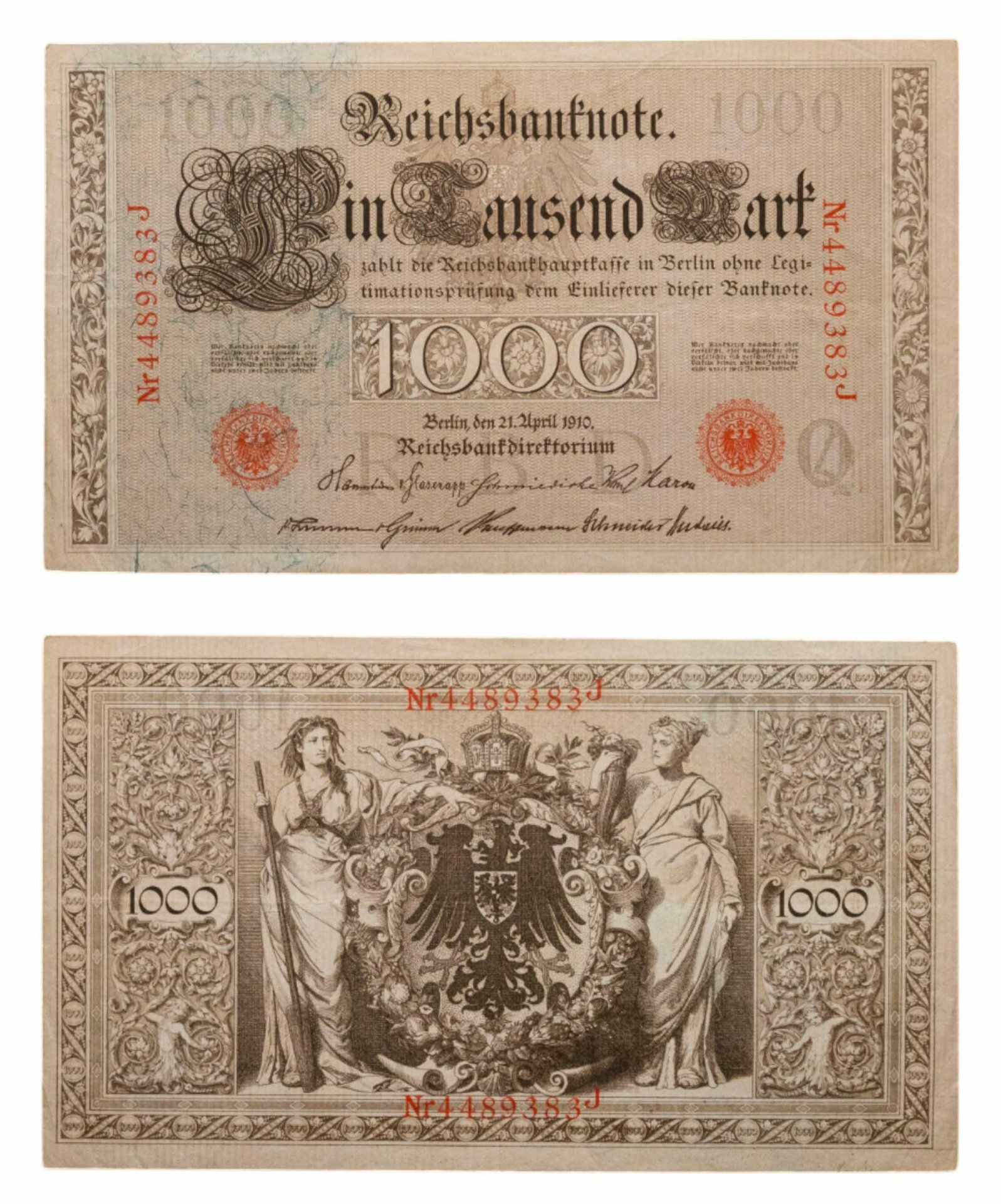 Германия 1000 марок 1910 красная печать