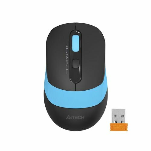 Мышь A4TECH Fstyler FG10, оптическая, беспроводная, USB, черный и синий [fg10 blue]