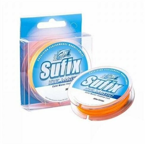 Леска зимняя SUFIX ICE MAGIC 50m 0.225mm 4.4kg желто-оранжевая