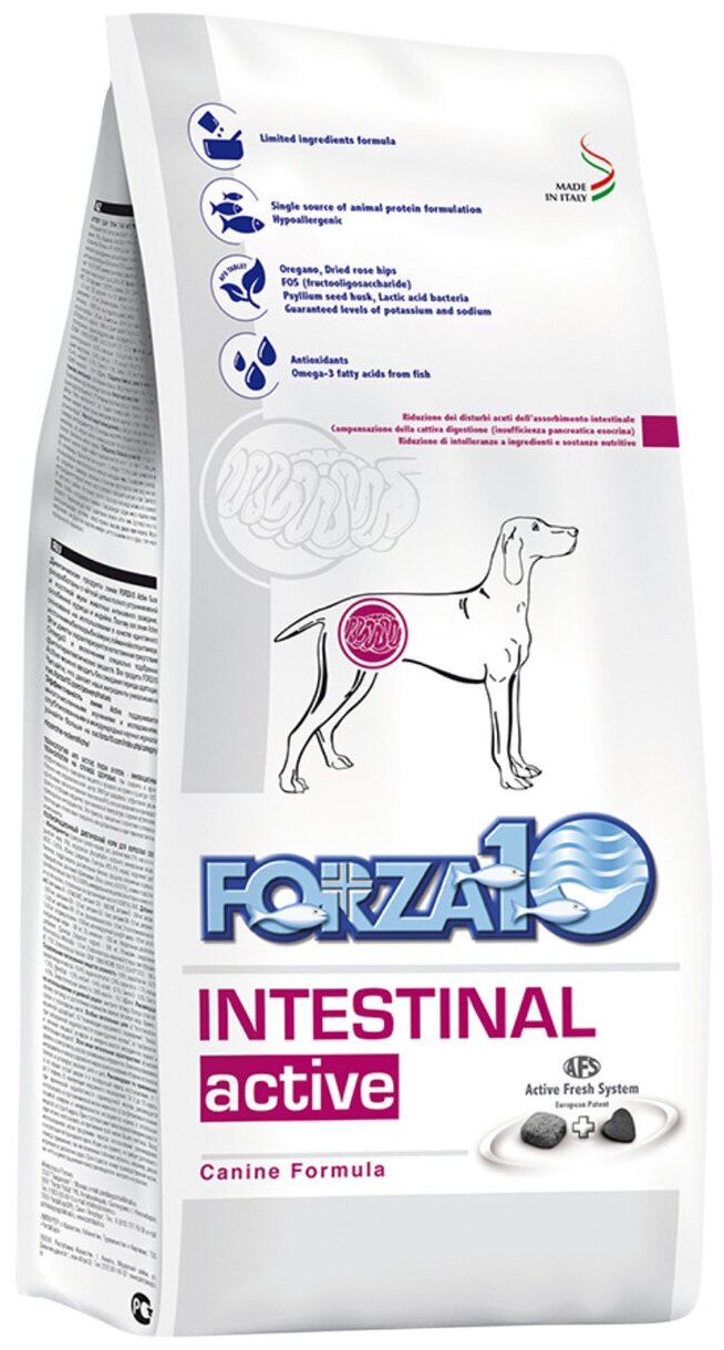 FORZA10 DOG INTESTINAL ACTIVE для взрослых собак всех пород при заболеваниях желудочно-кишечного тракта (4 кг)