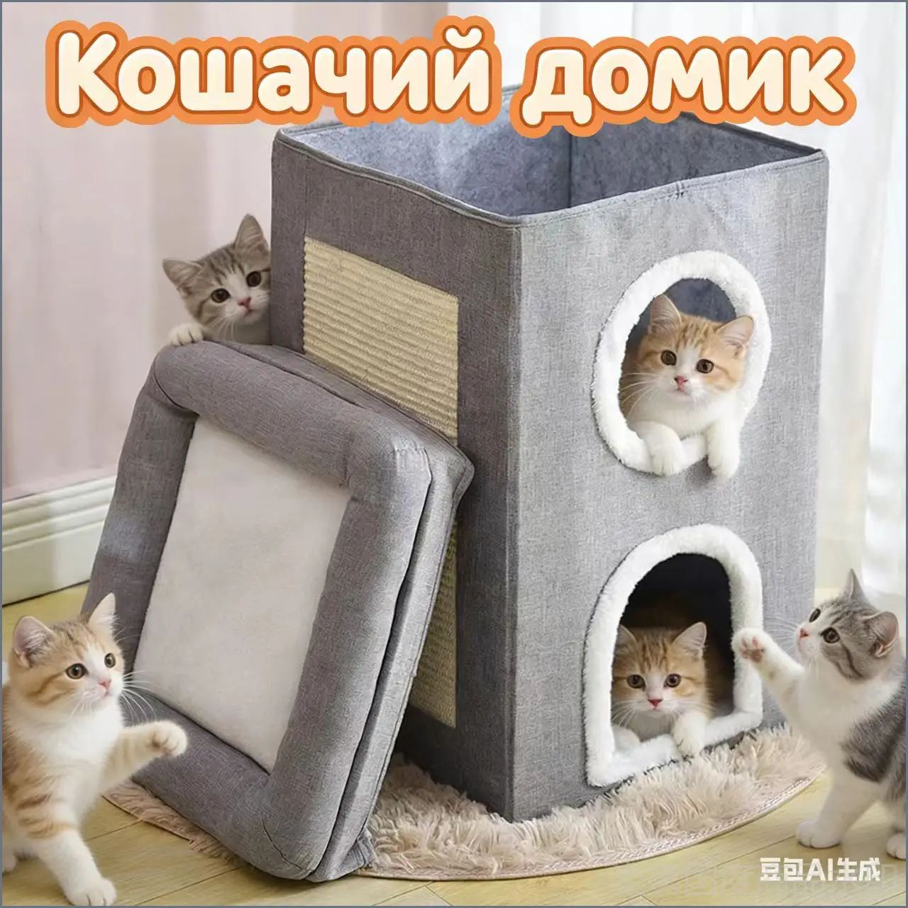 Трехслойное теплое складное кошачье гнездо на все времена года