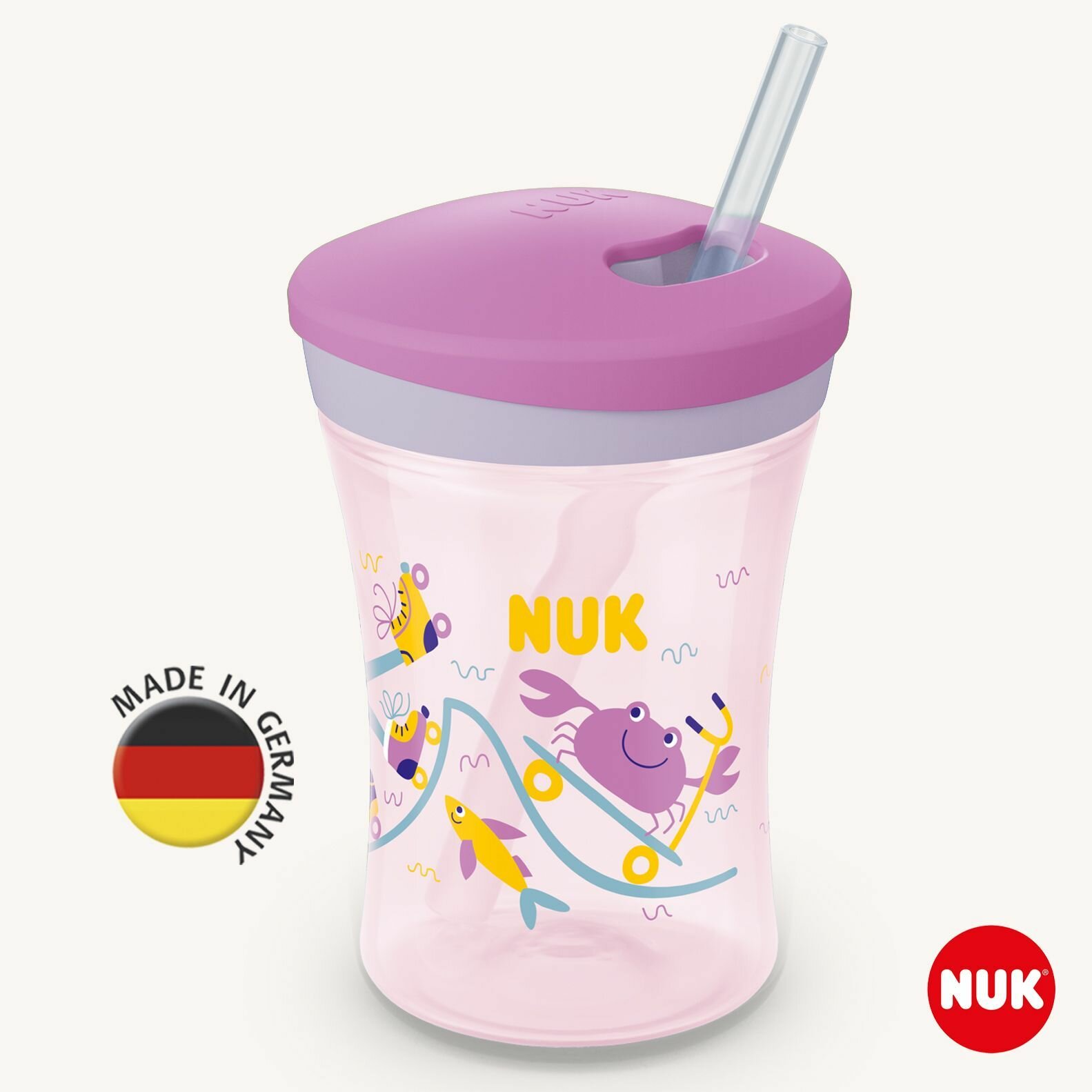 NUK EVOLUTION Поильник непроливайка с трубочкой ACTION 230 мл, 12-36 месяцев