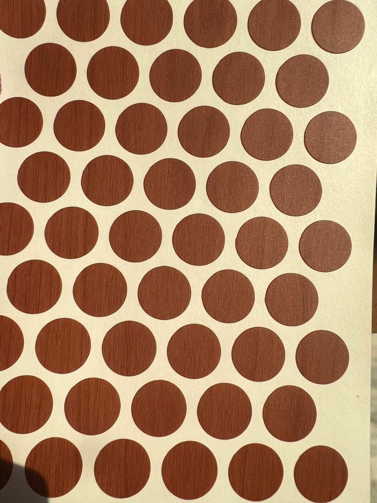 Заглушка самоклеящаяся Pacific для мебели, вишня светлая, D14 мм, 50 шт