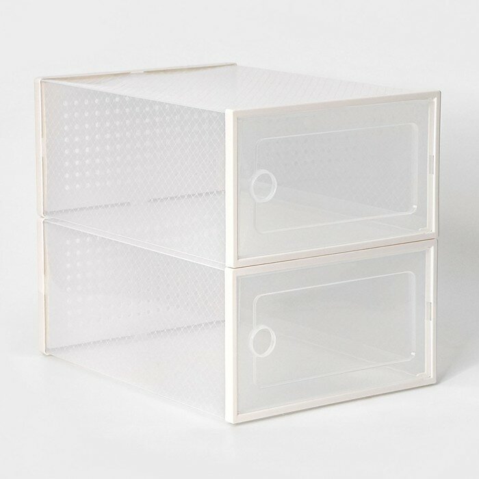 Коробка для хранения обуви с дверцей Доляна Middle size, 24×33×14 см, 2 шт.