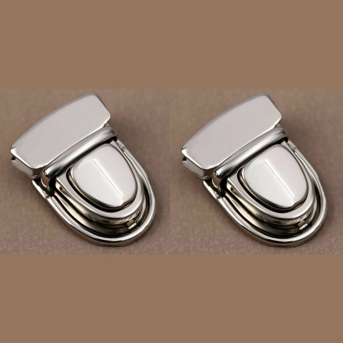 Застёжки (замки) для сумки серебристые (цвет серебро) 3х4х1,5 см, комплект 2 штуки - фурнитура для сумок