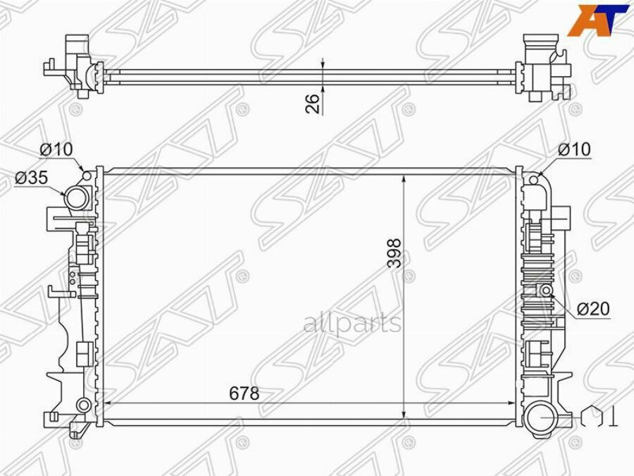 SAT SG-MB0010-06MT Радиатор Mercedes-Benz Sprinter 06-18 / Volkswagen Crafter 06-16