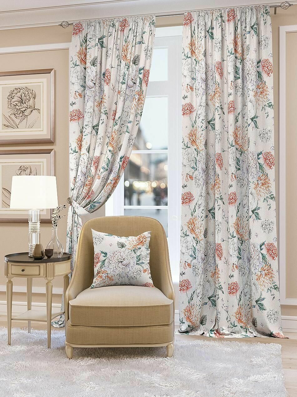 Комплект штор Comfy Way 150х260 см / шторы в комнату 2 шт / Пионис