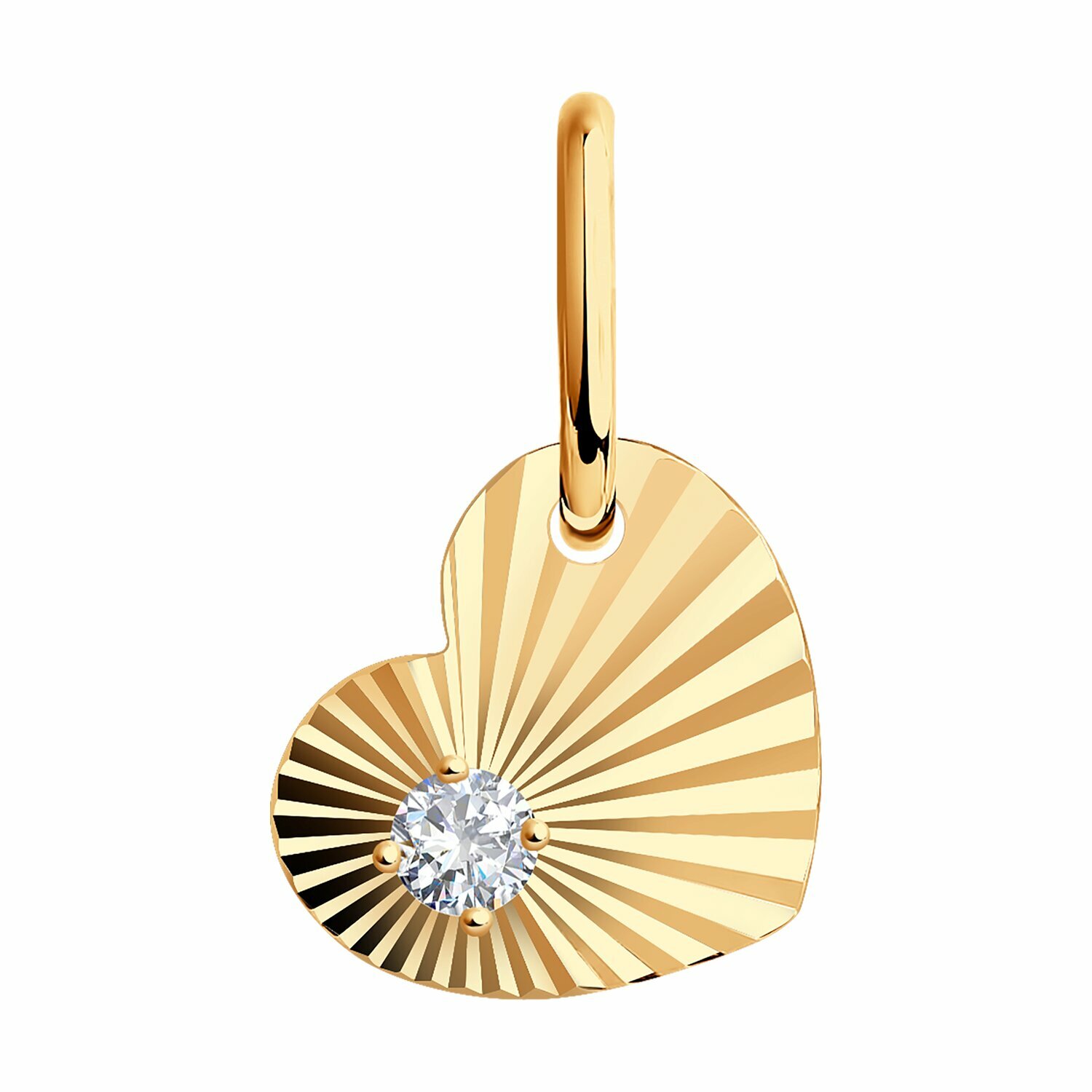 Подвеска, красное золото, 585 проба, фианит