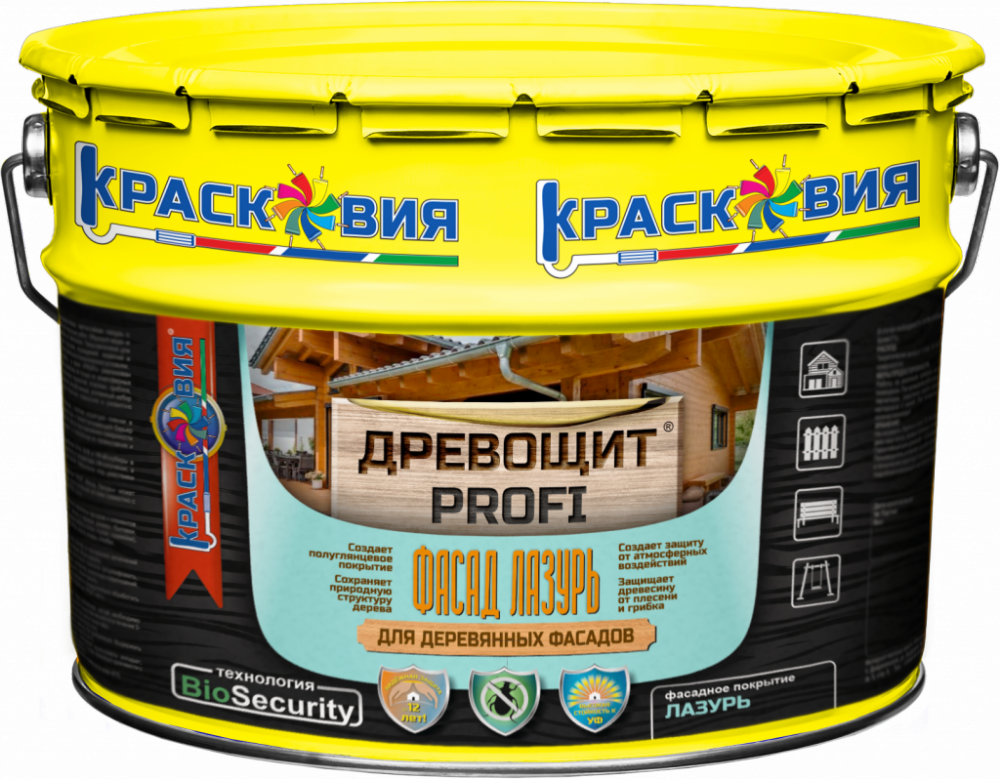 Лазурь для Дерева Красковия Древощит Profi "Фасад Лазурь" 8кг Ель с Защитой от Плесени и Грибка.