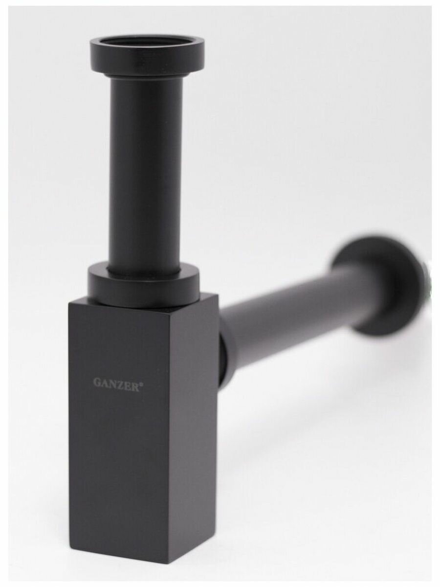 Сифон для раковины Ganzer A-6C, цвет чёрный, латунь, диаметр подключения 32 мм