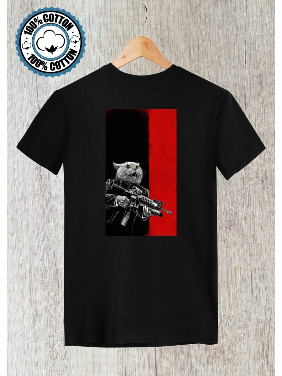 Футболка кошка с автоматом
