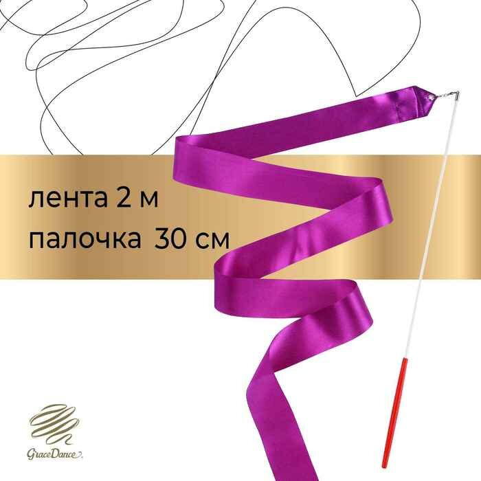 Лента для художественной гимнастики Grace Dance, 2 м, с палочкой, фиолетовая