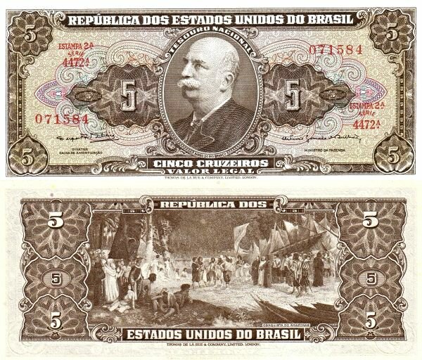 Бразилия 5 крузейро 1962 - 1964 UNC