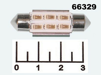 Лампа светодиодная салонная синяя 36мм 12V 6LED 5730 SV8.5 (с обманкой)