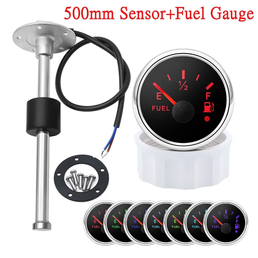 Морской датчик уровня топлива из нержавеющей стали 100 ~ 550 мм для 0-190 Ом, лодки, 500mm