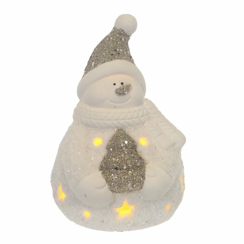 Фигурка новогодняя с подсветкой "Снеговик", 6х7х10 см