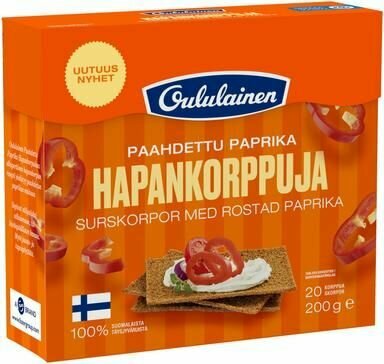 Ржаные хлебцы Oululainen Rosmariini Hapankorppuja с паприкой, 200 г, (Финляндия)