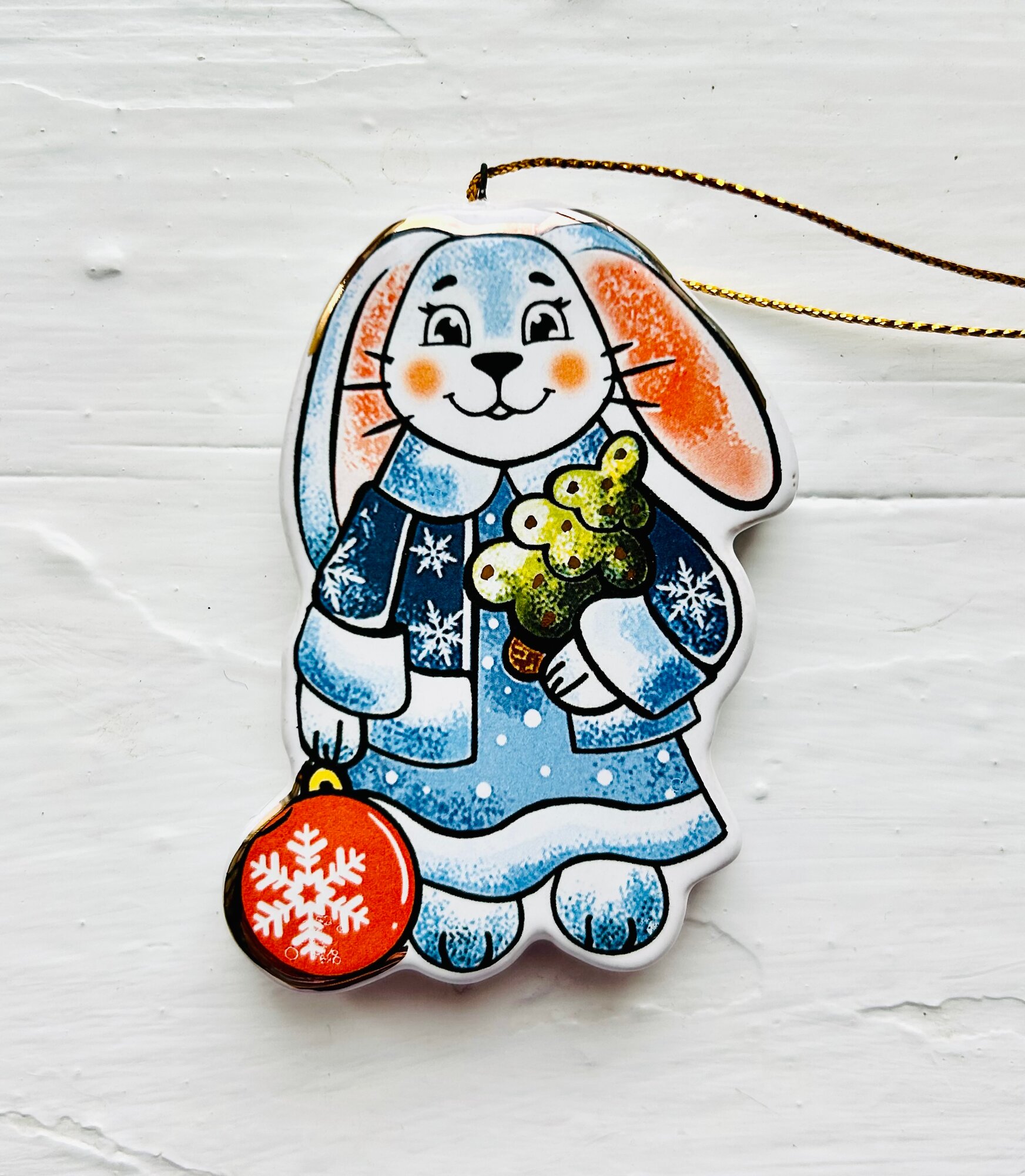 Елочная игрушка Мастерская майолики "Зайка Лапушка", керамика, 7,5х5х1 см