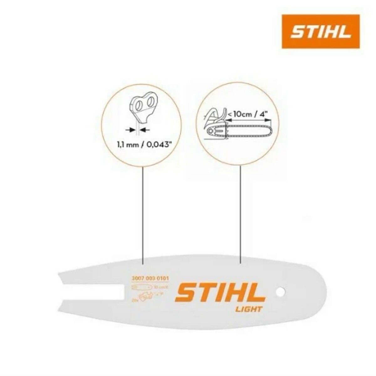 STIHL Шина направляющая, GTA 26, L10см/4", 1,1 мм, 30070030101
