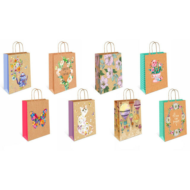 BRAND Подарочный пакет размера D 32×26×12 см крафт цвет в ассортименте 1 шт