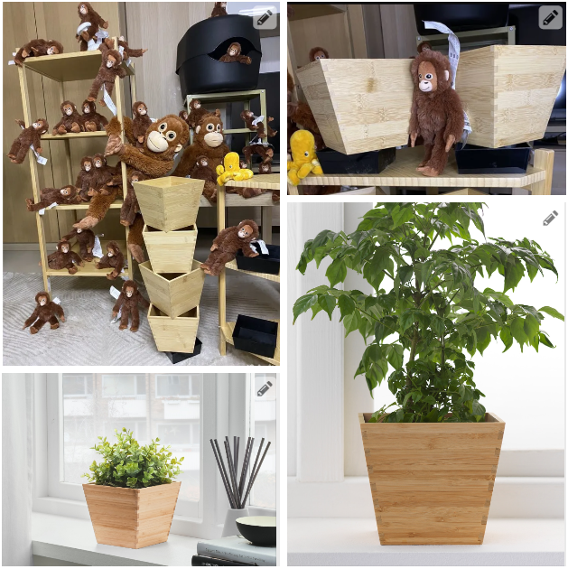 Кашпо икеа Бамбук. Икеа. Р-р: 13*15 см + поддон. Арт. 902.336.13