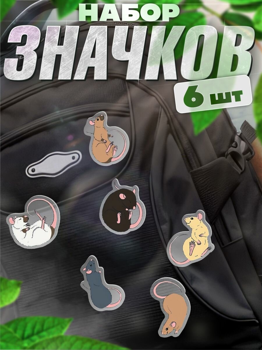 Значки на рюкзак набор милые крысы мем