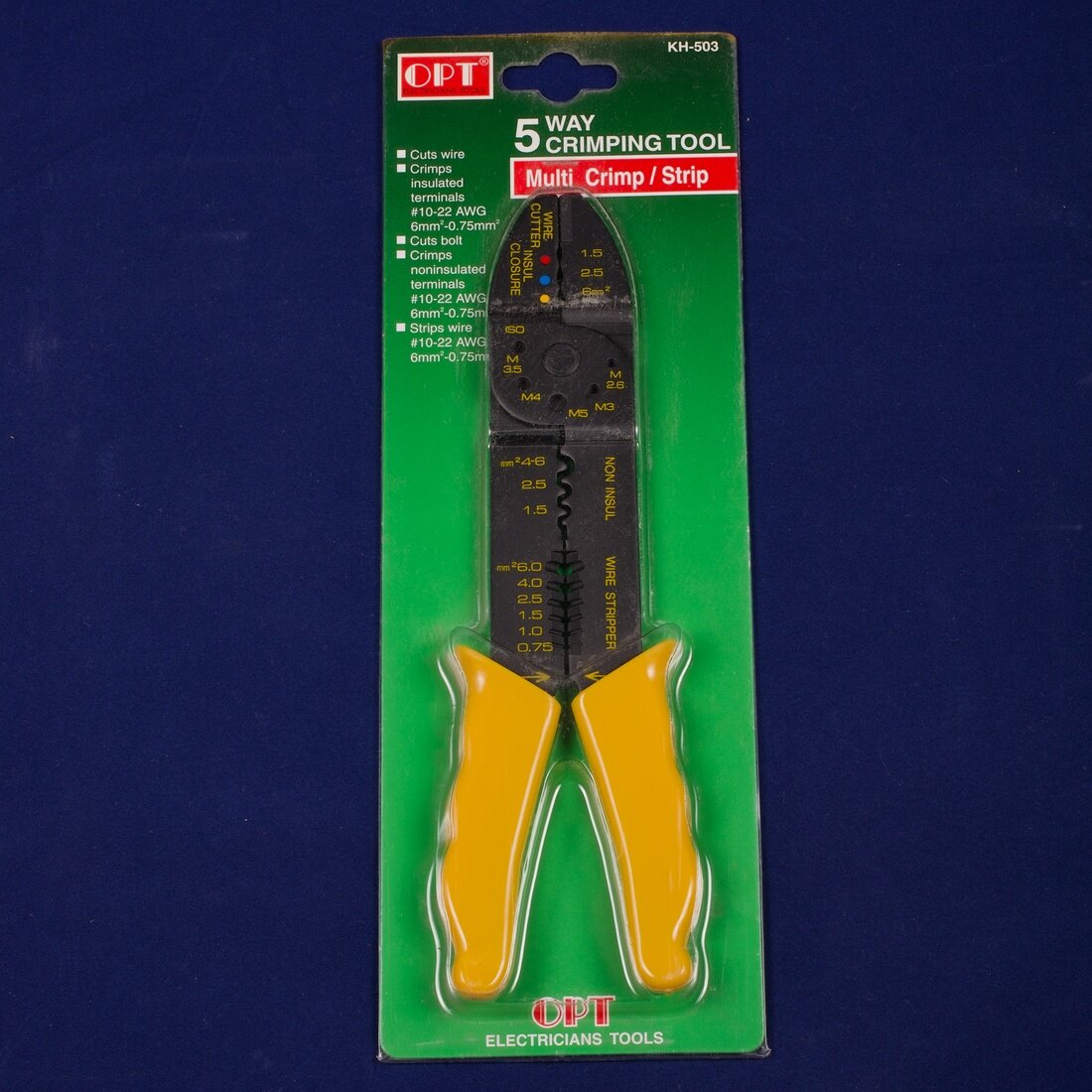 KH -503 9" OPT, Инструмент для снятия изоляции и обжимки кабельных клемм 0,75 - 6 мм. кв.