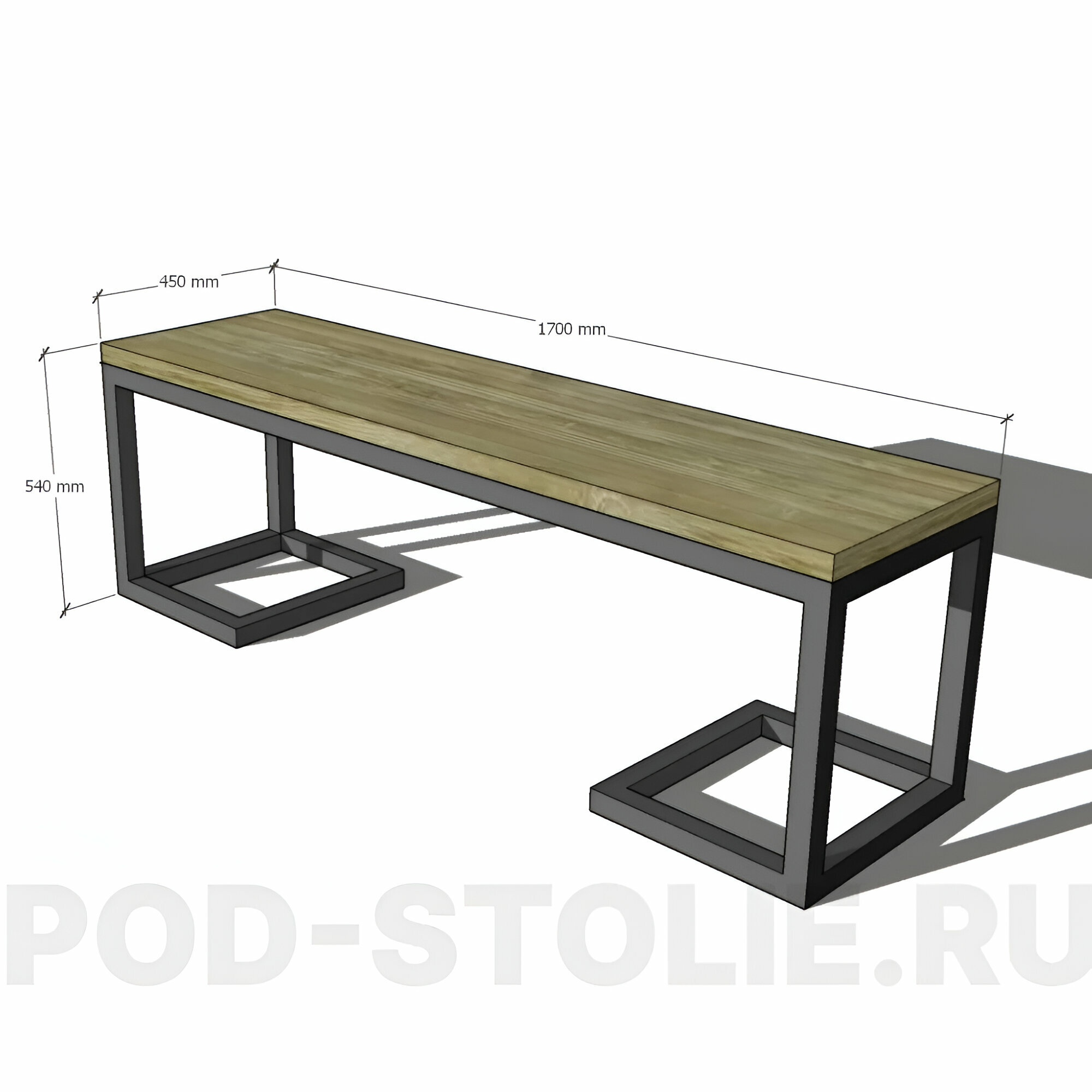 Скамья садовая лофт Roco-02, для дома и дачи, с размерами 170х54х45 см