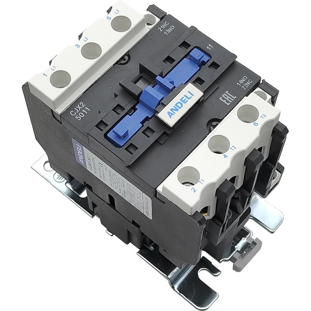 Контактор, ANDELI, ANDELI CJX2-5011 50A 220В/AC3 1но+1нз 50Гц ADL08-012, дистанционного включения и выключения