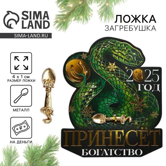 Ложка загребушка новогодняя «Принесёт богатство», 4 х 1 см, 10296708