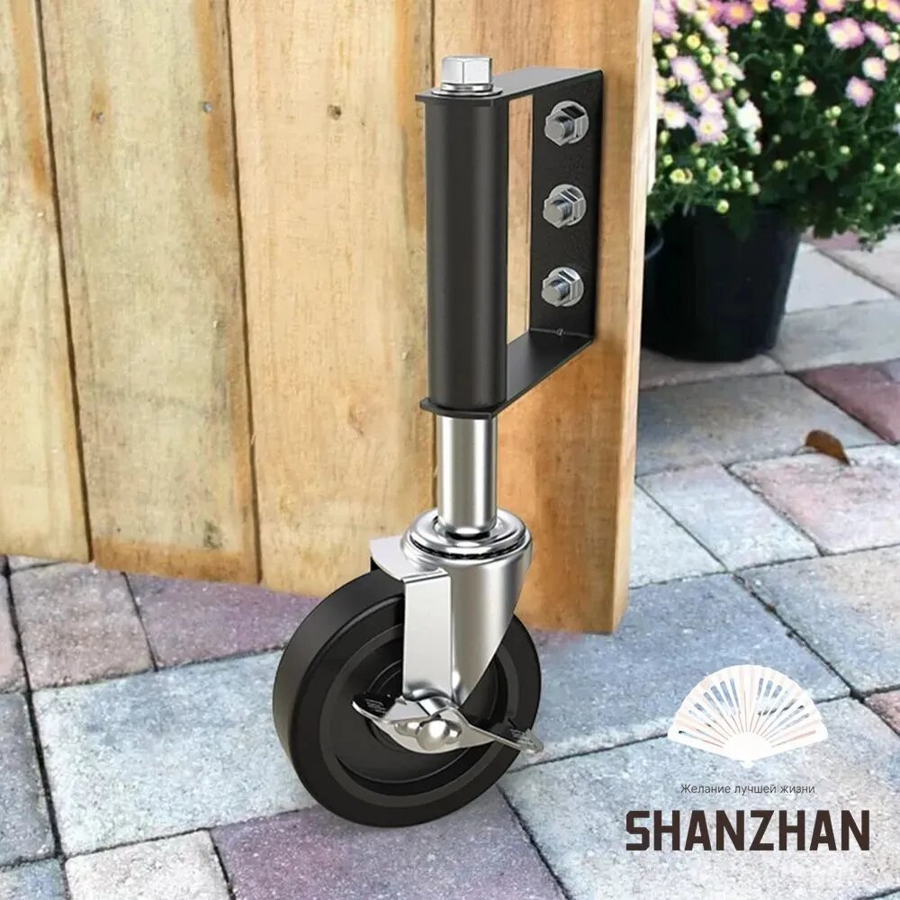 Мебельное колесо для ворот с тормозом, металлическое, черное, для мебели, дверей и ворот