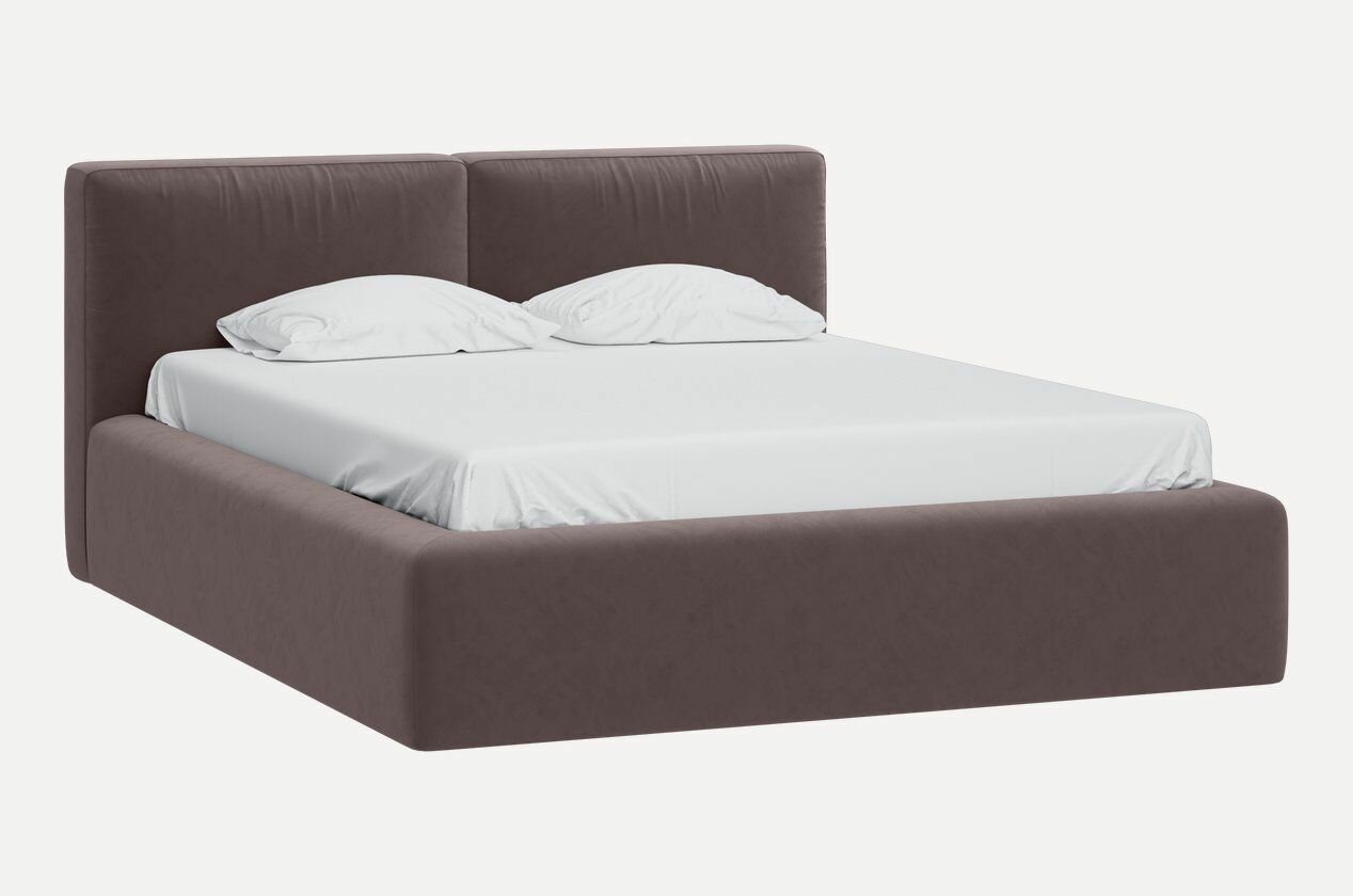 Кровать двуспальная 180x200 Divan.ru Фостер Velvet Stone 233x206x94 см, велюр, коричневый