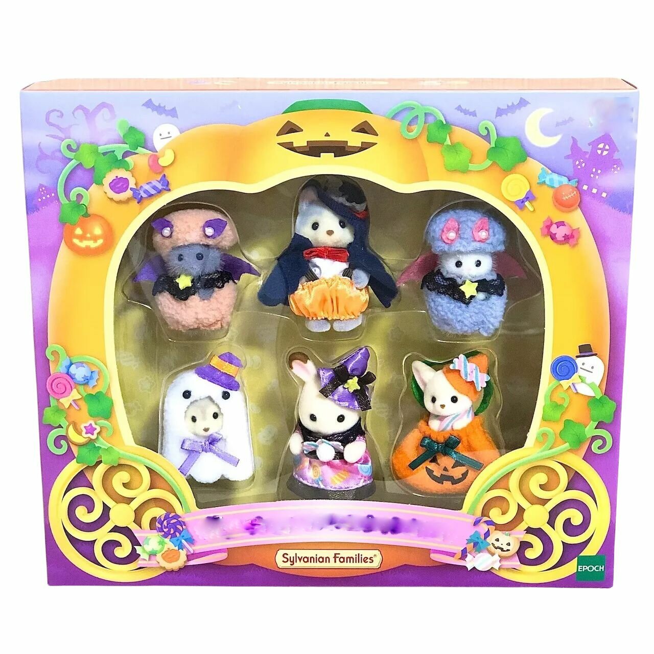 EPOCH Sylvanian Families Baby Happy Halloween Set / Игровой набор для плюшевых кукол 2024 года выпуска с 6 милыми мини-игрушками, Сильванские семьи