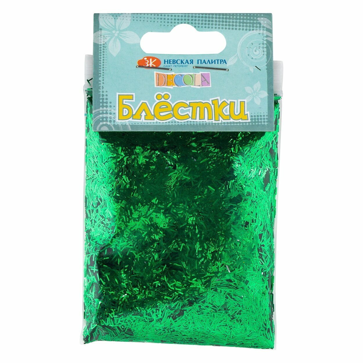 Глиттеры (блестки) декоративные DECOLA 0,3мм изумрудный радужный