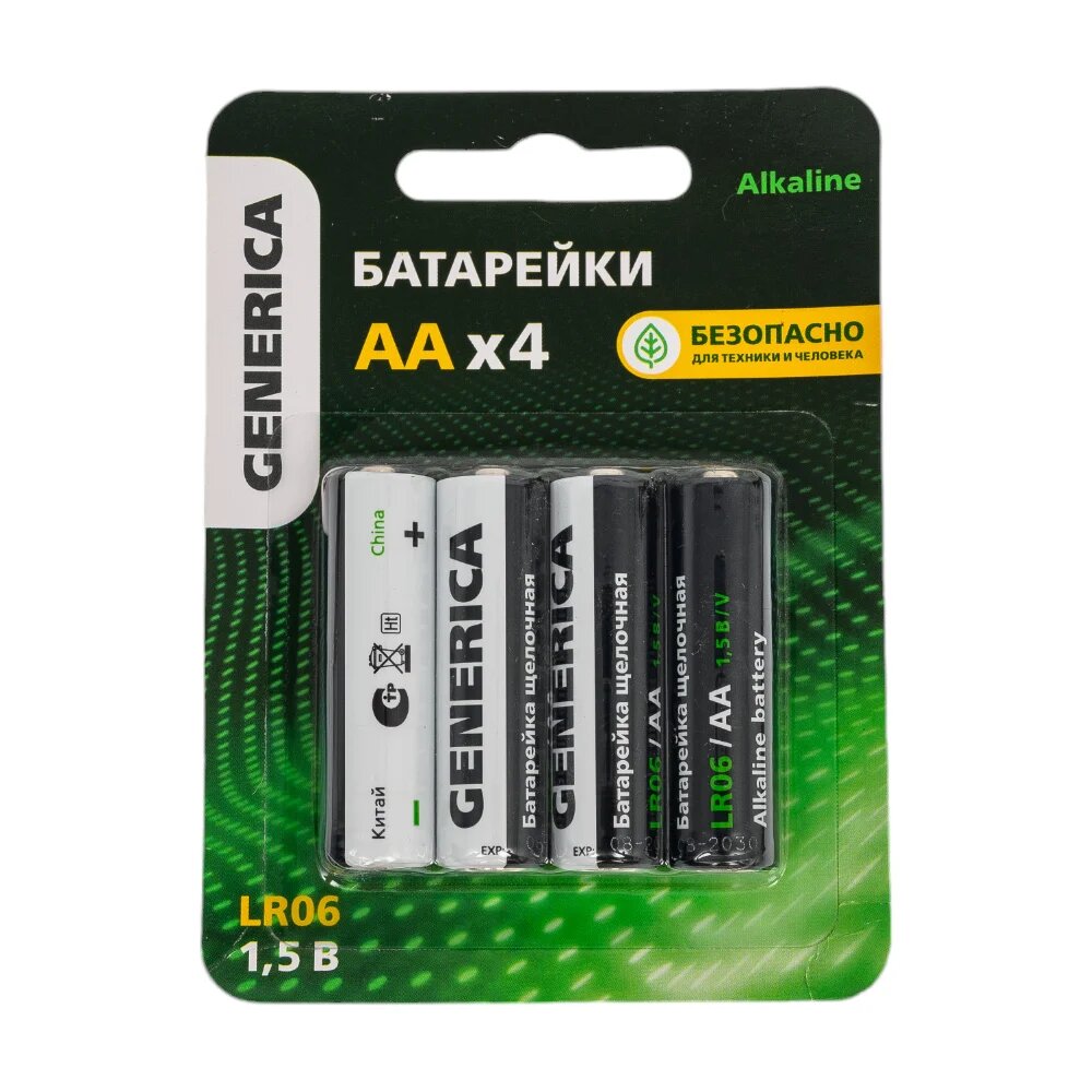 Батарейка GENERICA щелочная, alkaline, lr06/aa (4шт/блистер) ABT-LR06-ST-L04-G