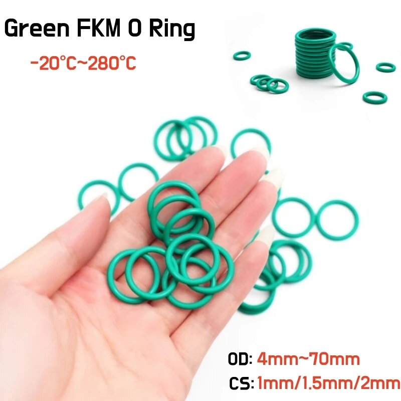 Фторкаучуковые кольца уплотнения 4-70 мм, CS1/1.5/2 мм OD-9mm-50pcs, CS-2mm