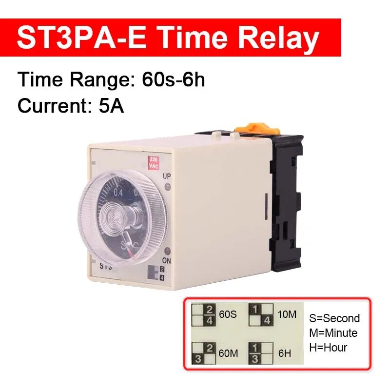 Реле времени ST3PA-E 60с-6ч, 5A, AC220V
