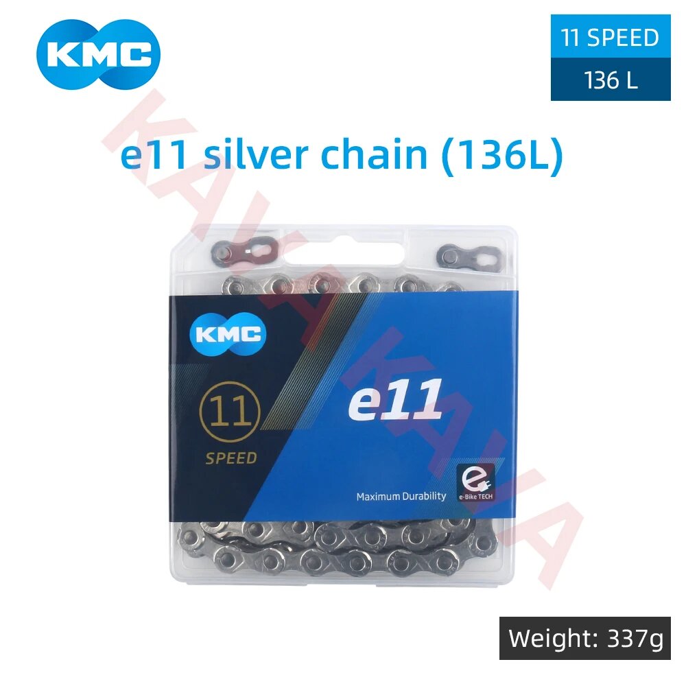 KMC E-BIKE CHAIN цепь для электровелосипеда 9/10/11/12 скорости Серебряный, KMC e11