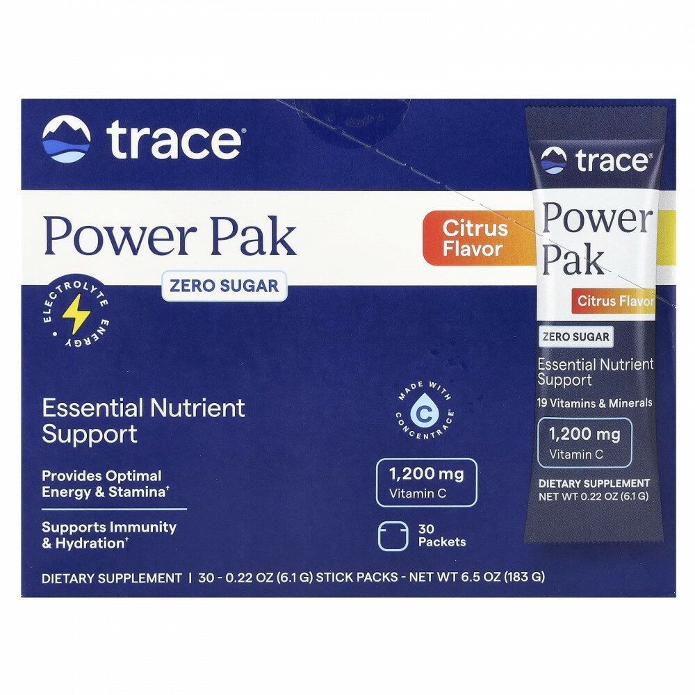 Trace, Power Pak, без сахара, цитрусовые, 30 пакетиков в стиках по 6,1 г (0,22 унции)