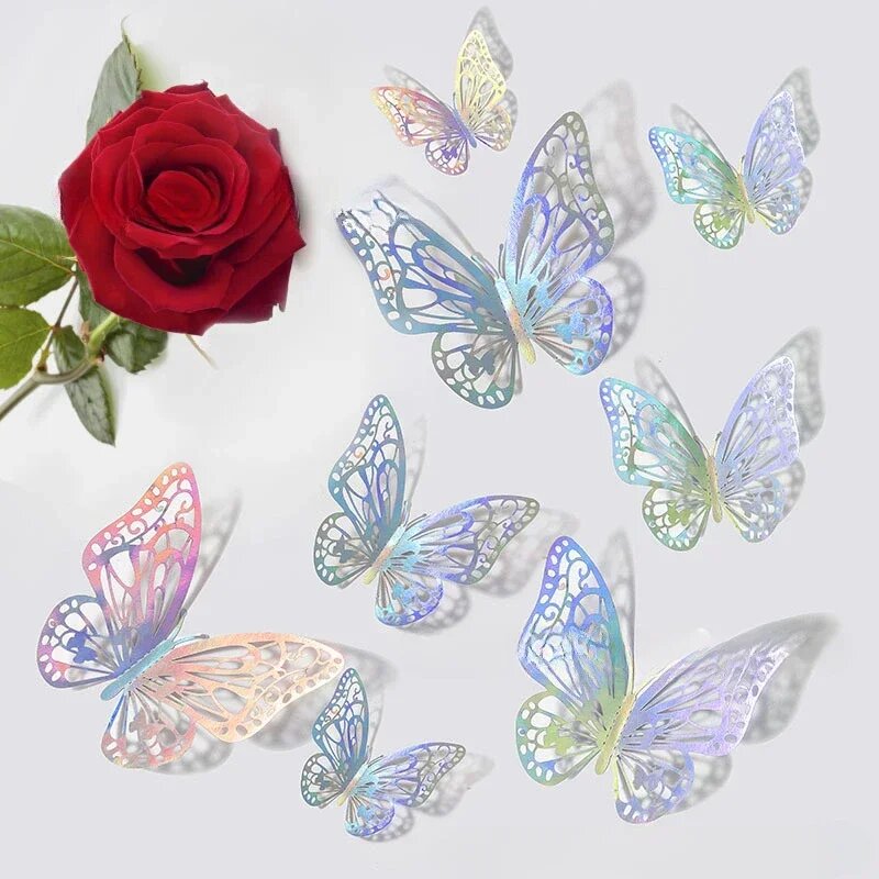 12 шт. 3D полые бабочки наклейки на стену для свадебного украшения Декор детской комнаты Гостиная Детская спальня DIY