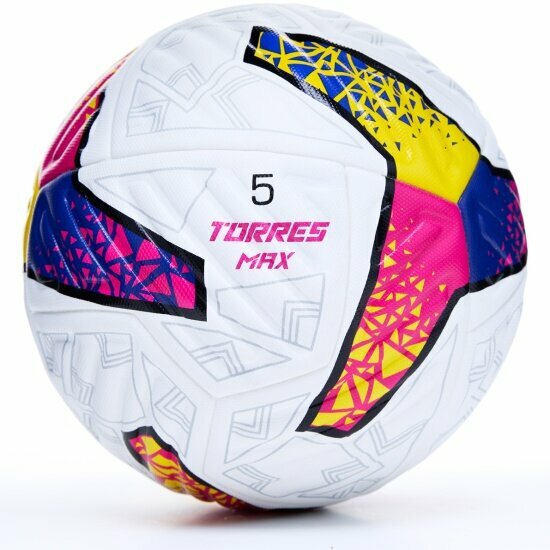 Мяч футбольный Torres MAX, F323425, р.5, ПУ, 4 сл, 12 п, термосшивка, белый-мультиколор