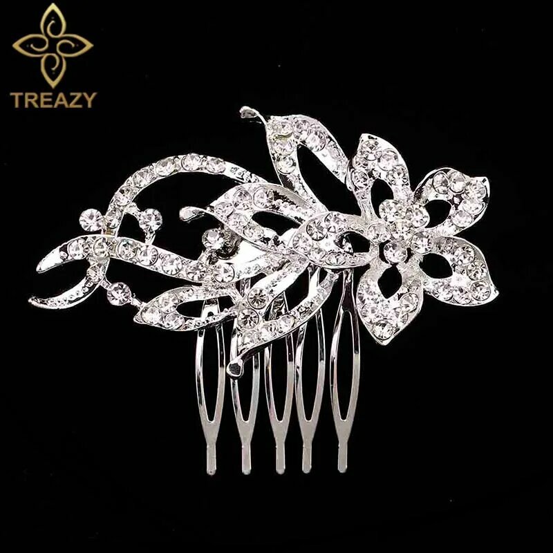 TREAZY Серебряные тиары для волос с кристаллами Style 13