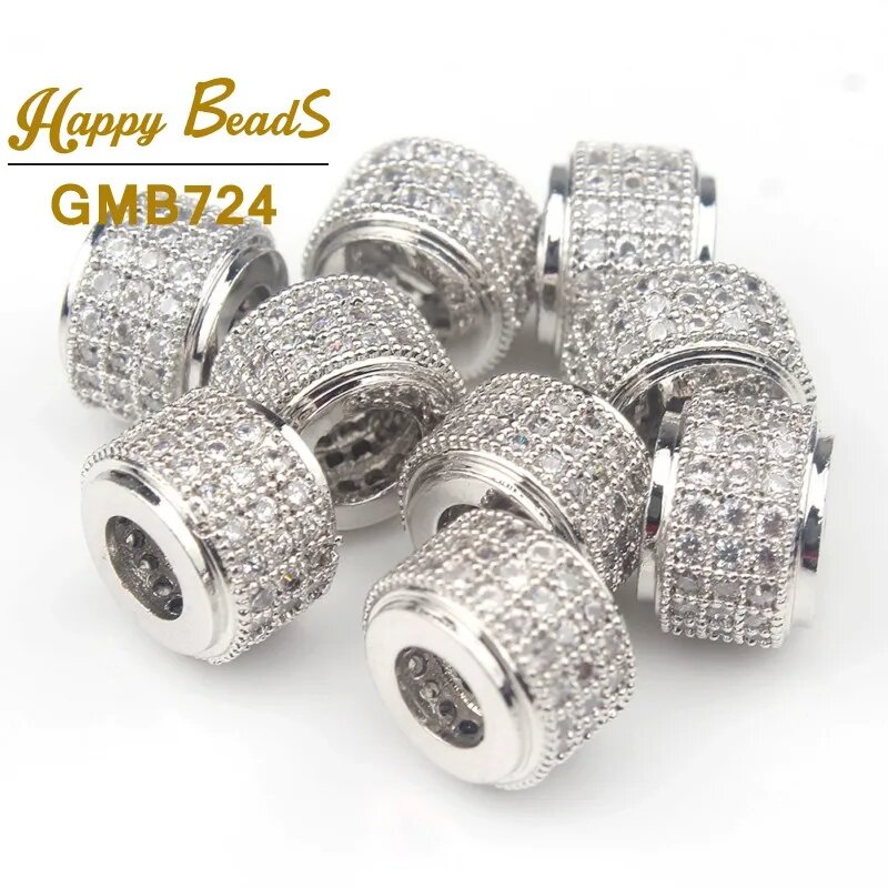 Бусины-заготовки с фианитом, 3шт, цвет: 3pcs