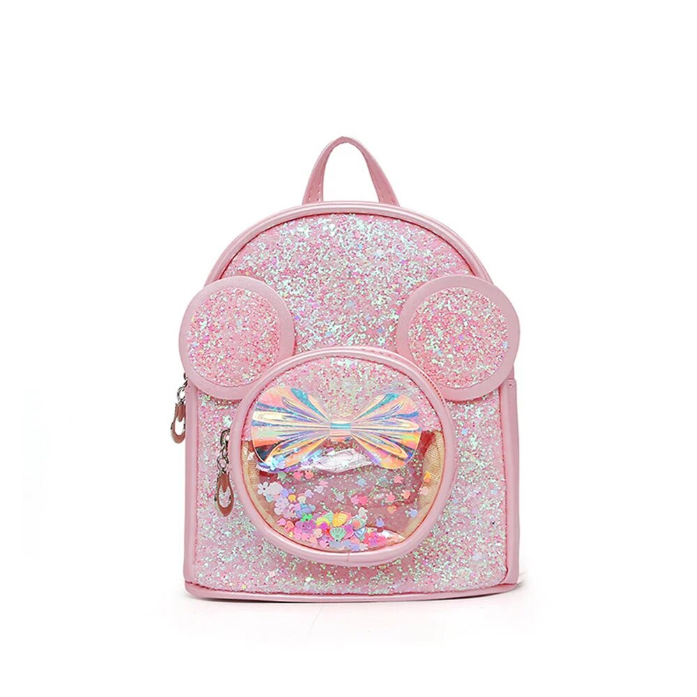 Детская сумка с пайетками и персонализированным именем, милый мультяшный рюкзак принцессы для девочек, модные детские рюкзаки для детского сада No Name, Розовый