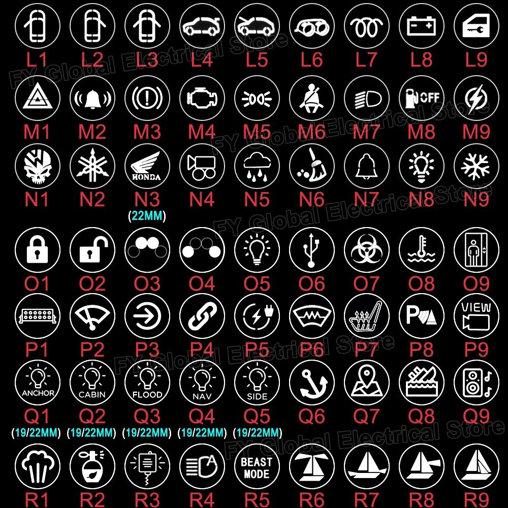 Двухцветные алюминиевые кнопки выключатели черный корпус 16/19/22мм 12/24V 19MM (Black), Please Remark Number, Latching fixation, Red and Yellow