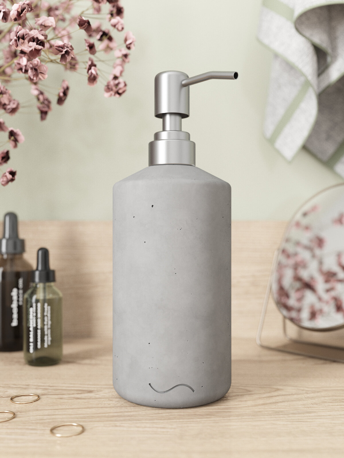 Дозатор для жидкого мыла Astrid Slim с металлической помпой, 250 мл бетон матовый серый